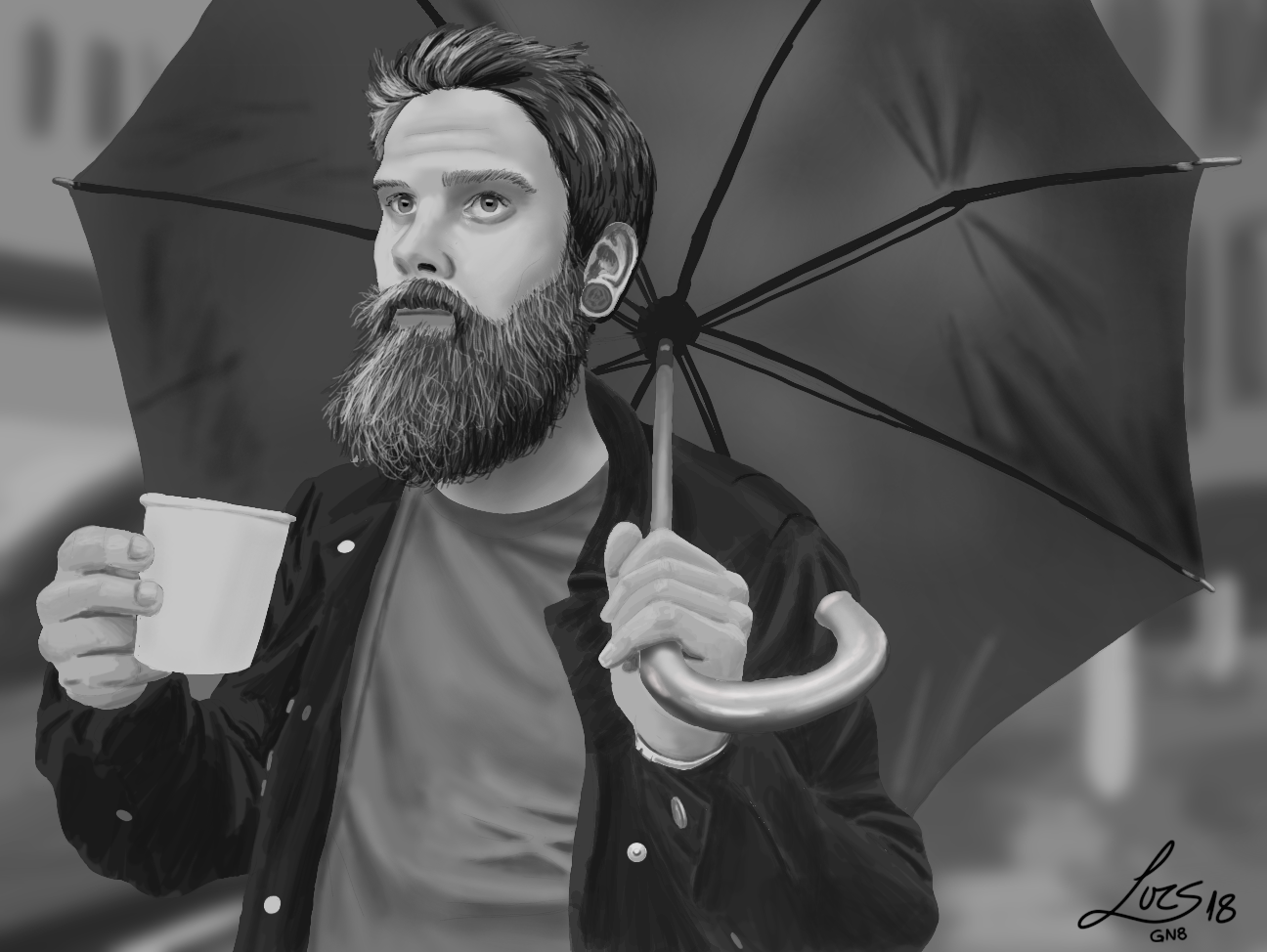 Beard and umbrella - ibisPaint