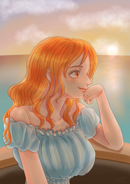 The sunset with Nami🍊 - ibisPaint