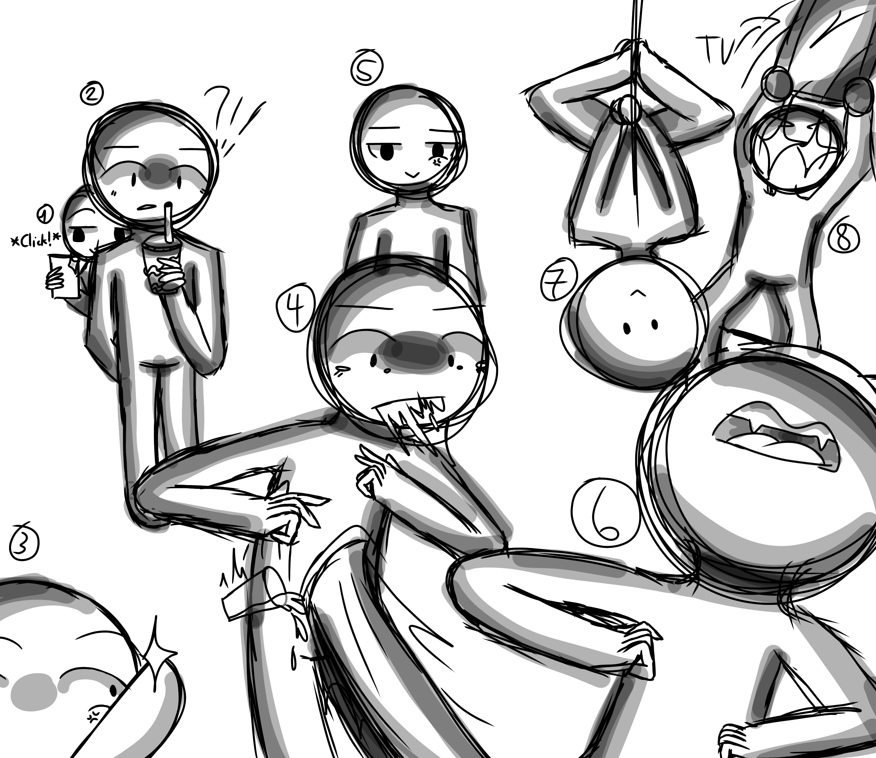 Squad of 8 drawing poses - ibisPaint