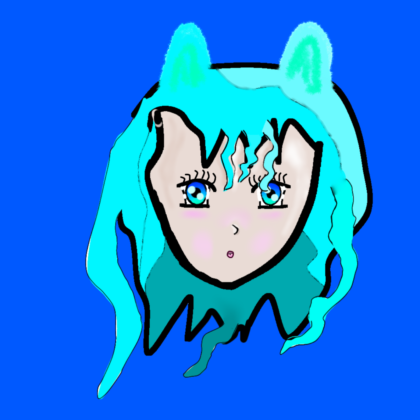 💙 Blue haired girl-neko 💙 - ibisPaint