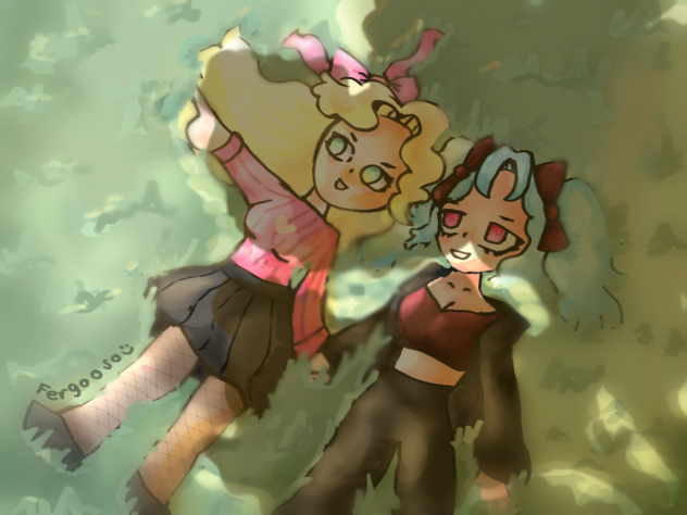 lying down in the grass - ibisPaint