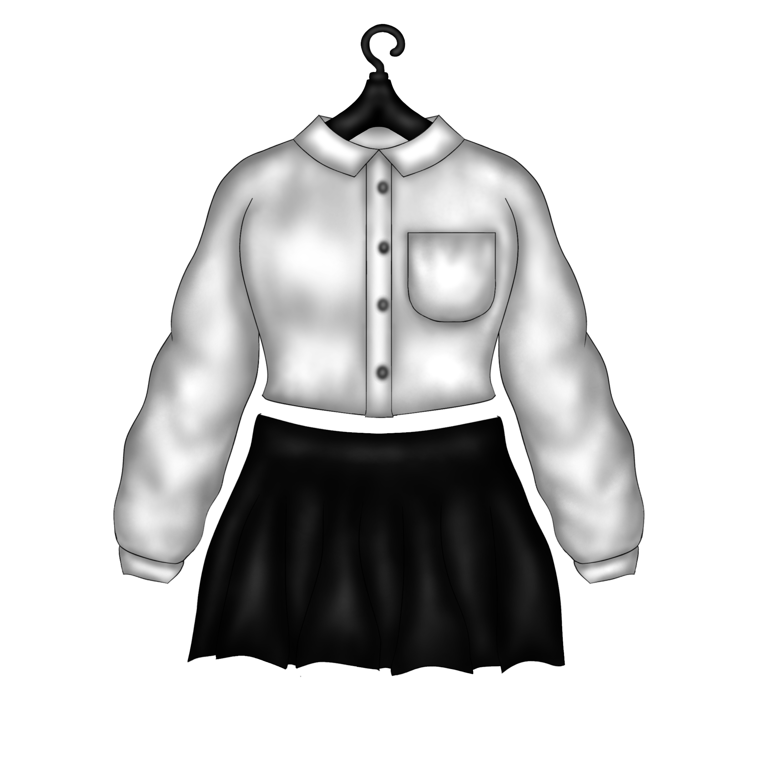 White blouse, Black skirt (uniform) - ibisPaint