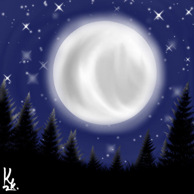 Scenery Moonlight with Forest - ibisPaint
