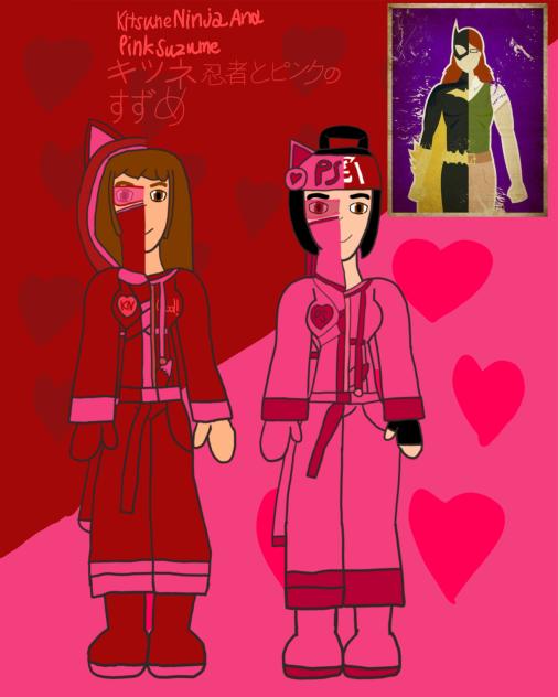 Kitsune Ninja And Pink Suzume. - ibisPaint