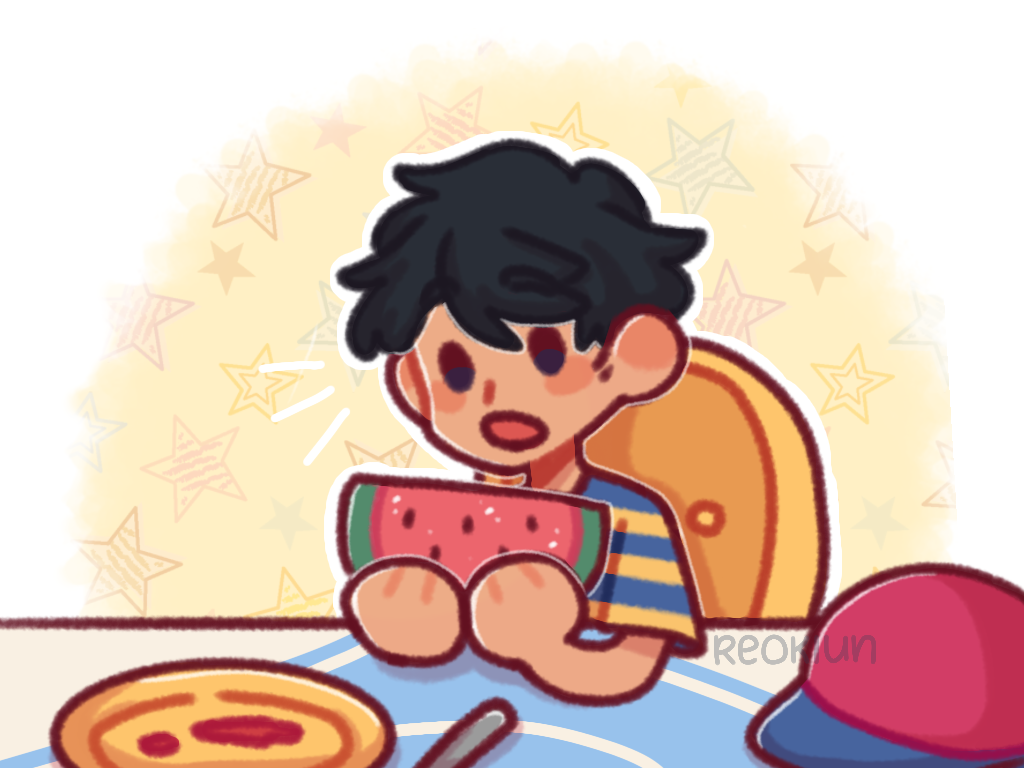 Ness eating watermelon - ibisPaint