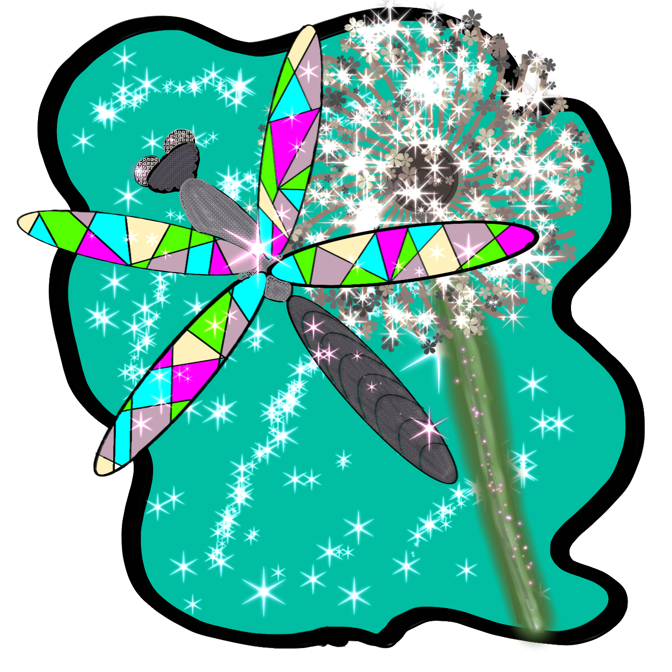 Dragonfly and Dandelion - ibisPaint