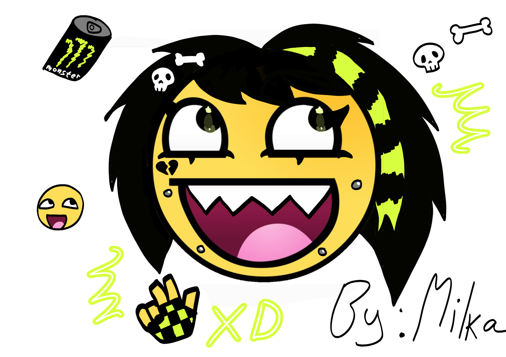 lime emo scene scenecore epic face gurll - ibisPaint