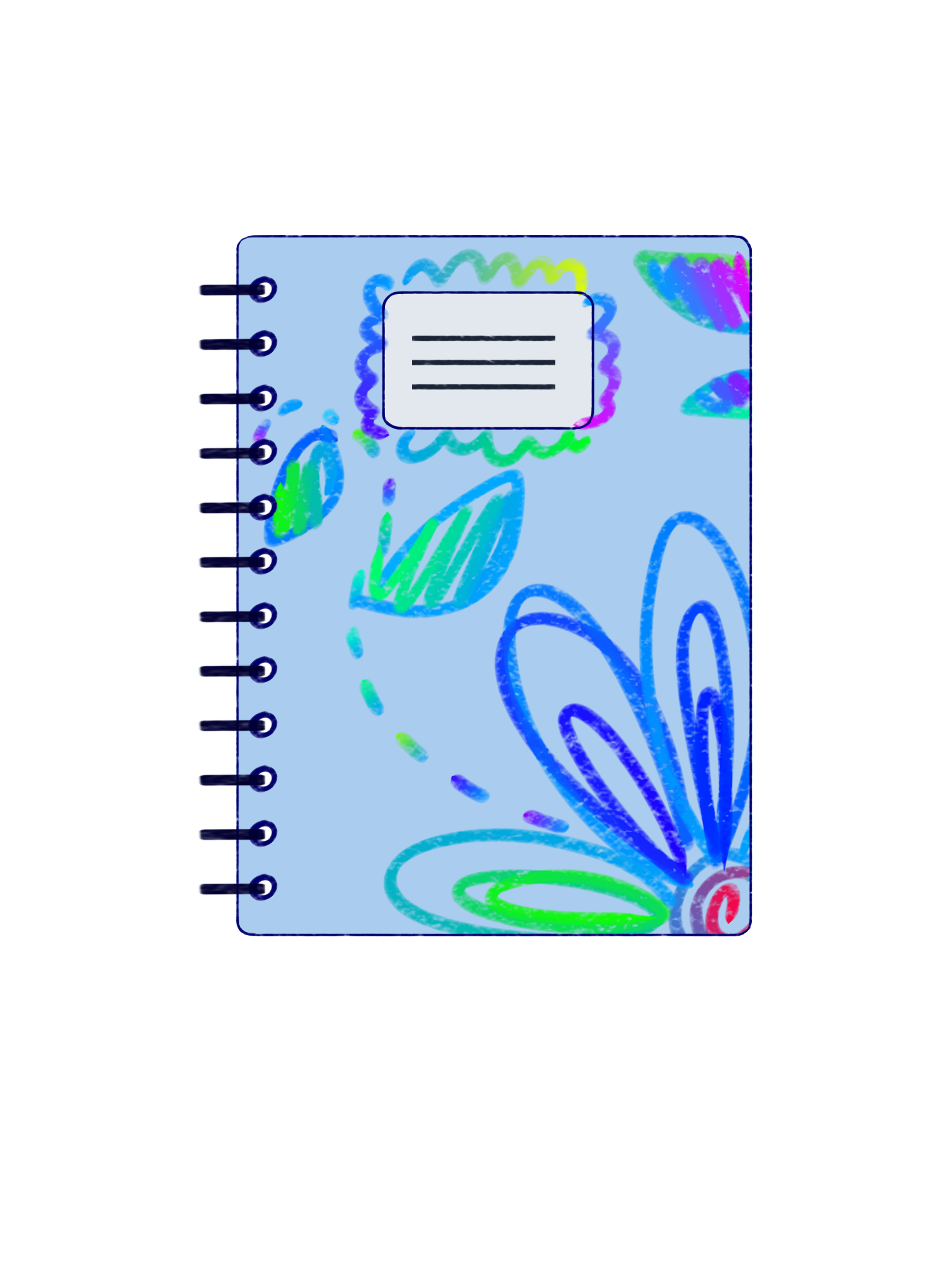 Blue Flowery Notebook - ibisPaint