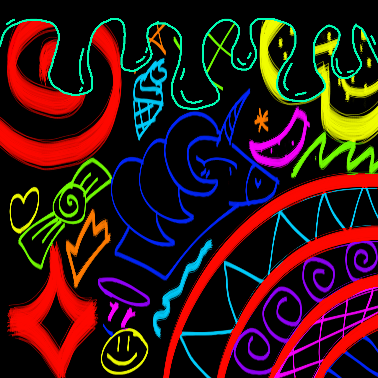 sum cool rainbow neon kidcore stuff - ibisPaint