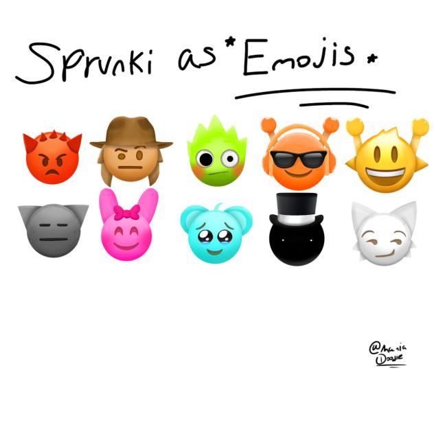Sprunki as EMOJIS 😡🤨😳😎😃😑😊🥹⚫️😏 - ibisPaint