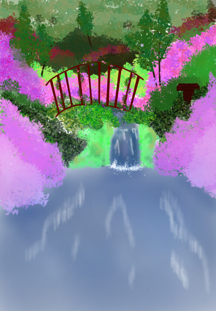 spring flower and bridge - ibisPaint