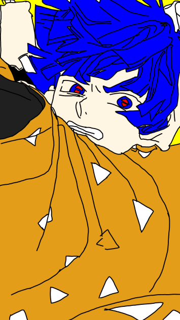if zenitsu had blue hair and blue eyes - ibisPaint