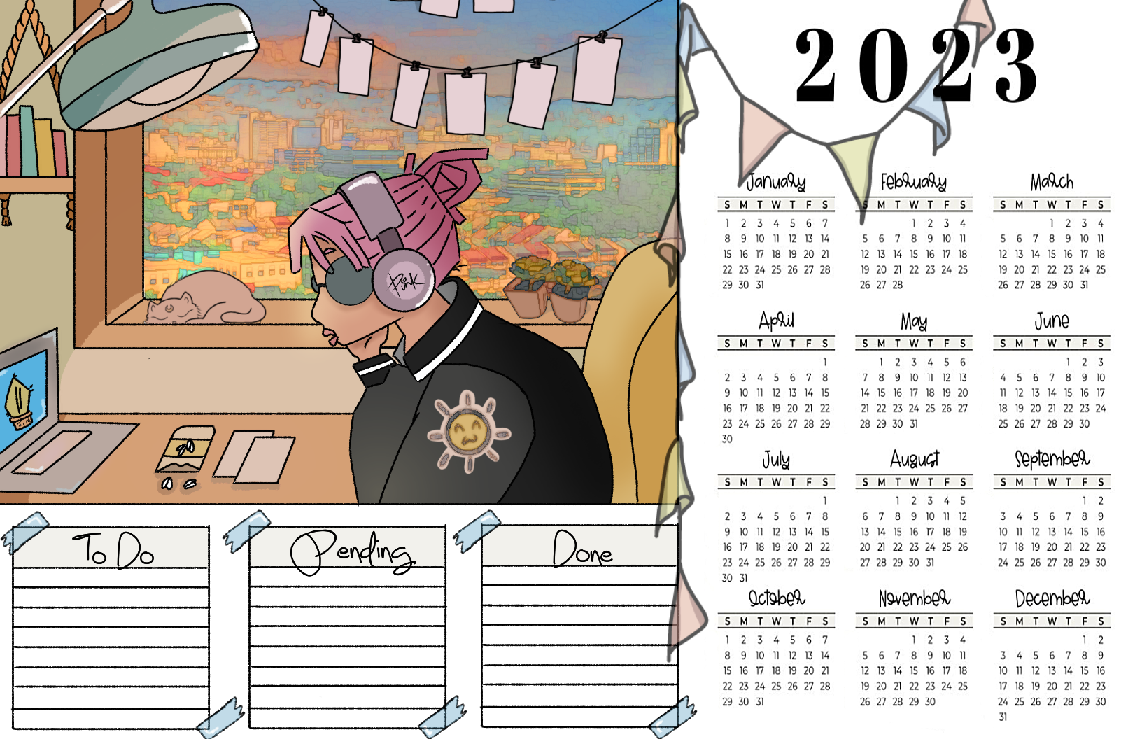 2023 Lofi Girl Calendar - ibisPaint