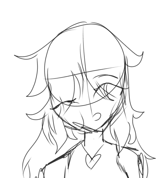 A Girl with Messy Hair Sketch - ibisPaint