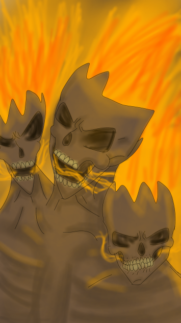 three headed skeleton - ibisPaint