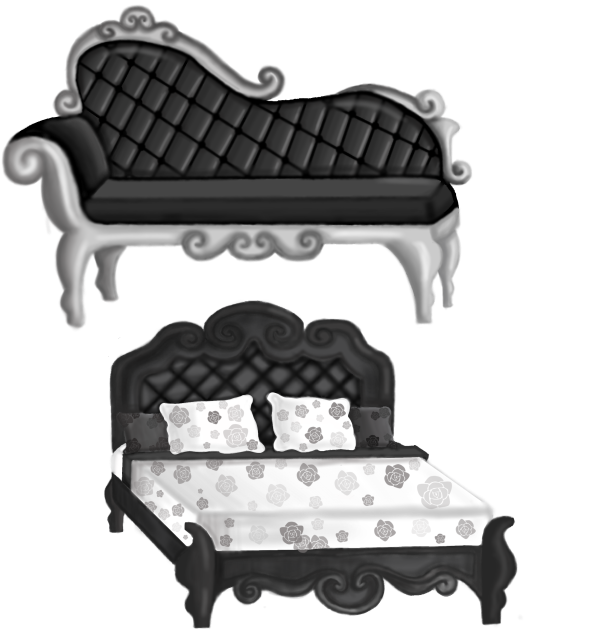 goth chaise longue and bed - ibisPaint