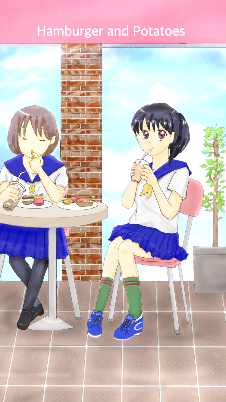 hamburger and potatoes - ibisPaint