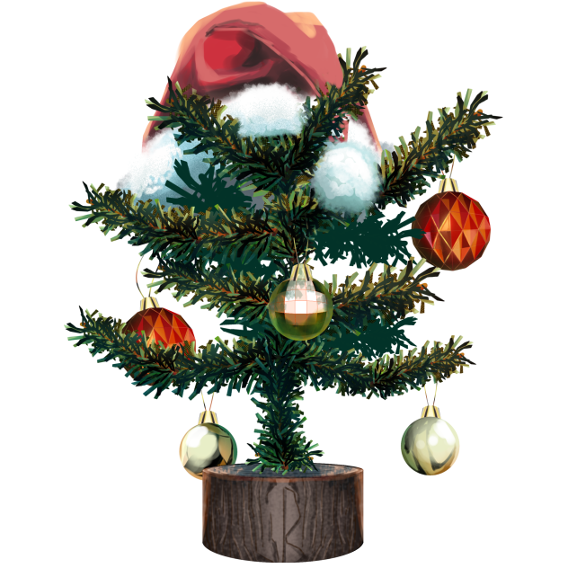 Decorated Tabletop Christmas Tree - ibisPaint