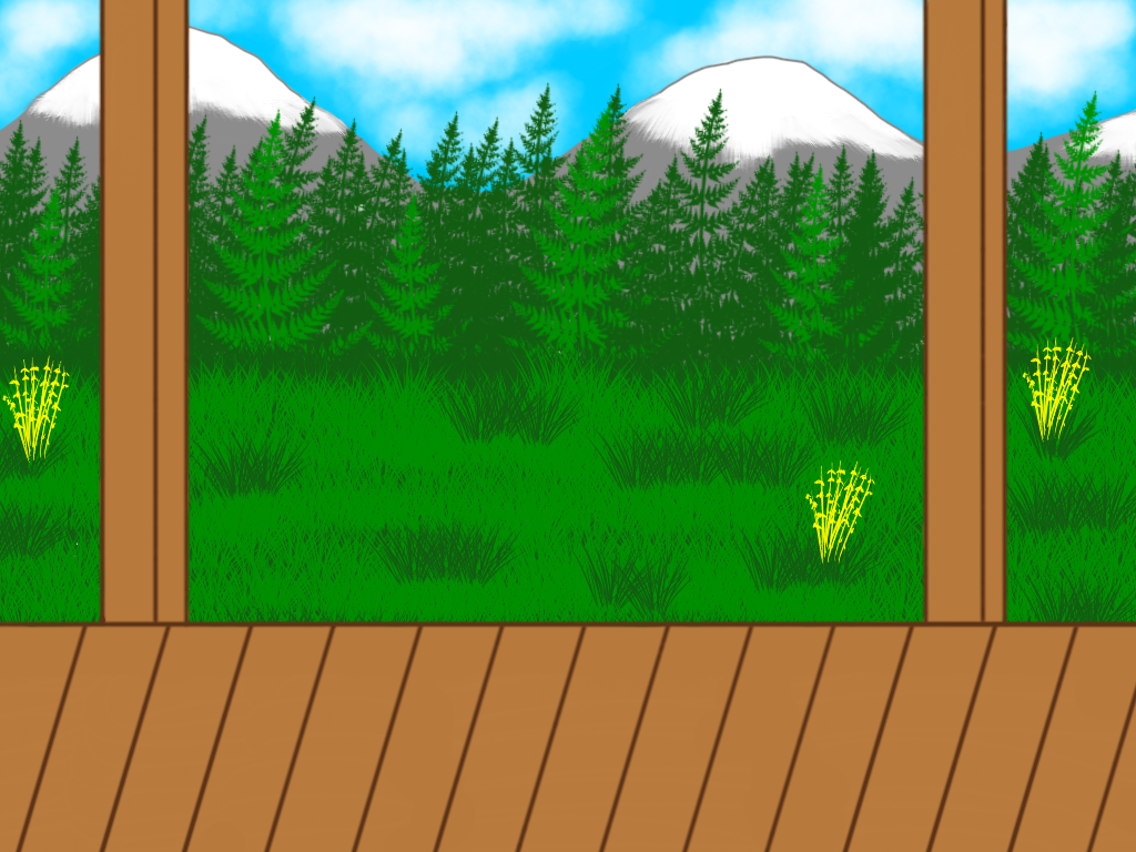 Mountain Cabin Porch View - ibisPaint