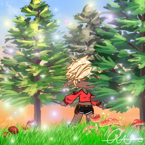 Lava in a small fairy forest - ibisPaint