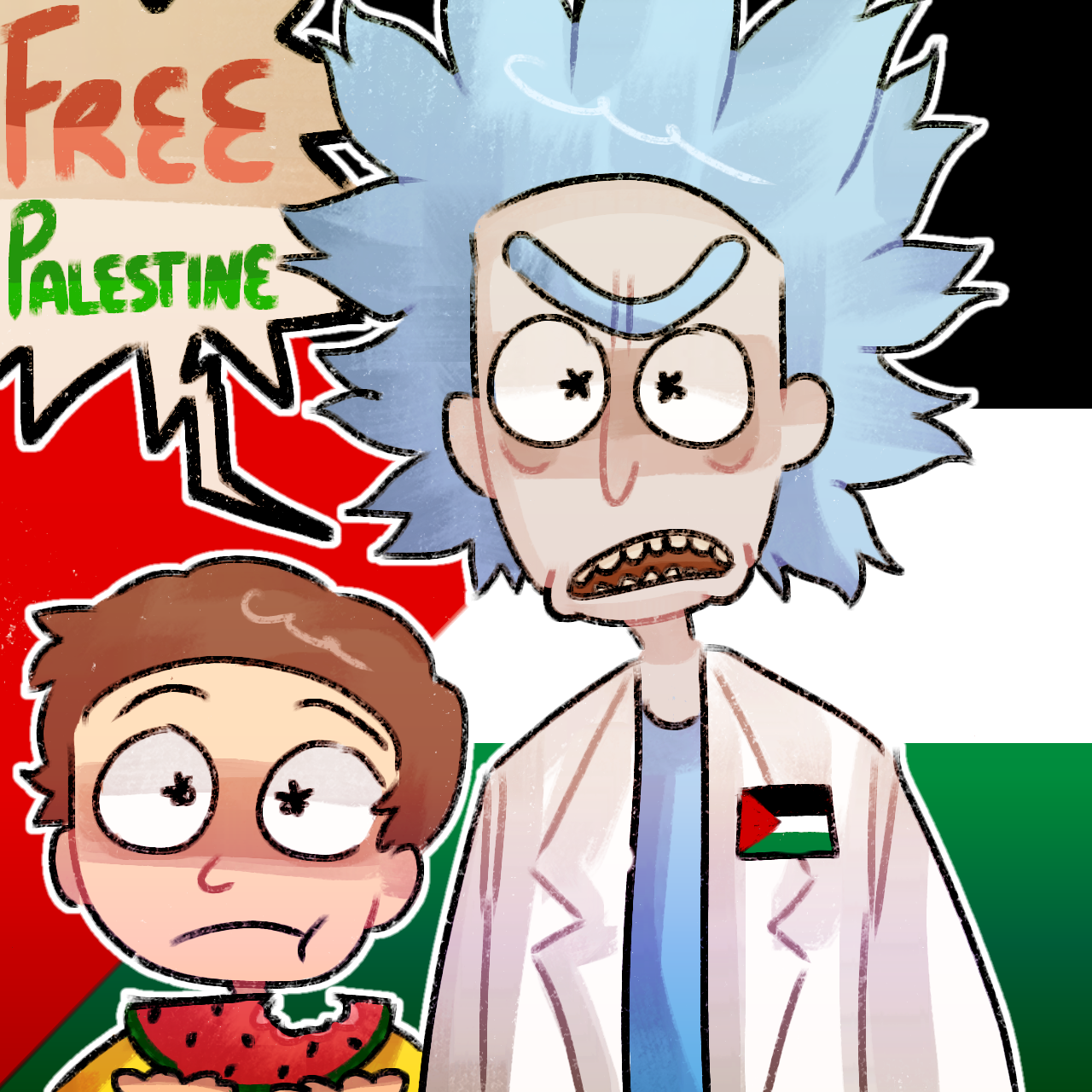 RICK AND MORTY FOR PALESTINE - ibisPaint