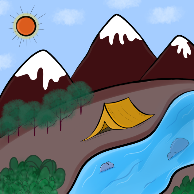Mountain along with river - ibisPaint