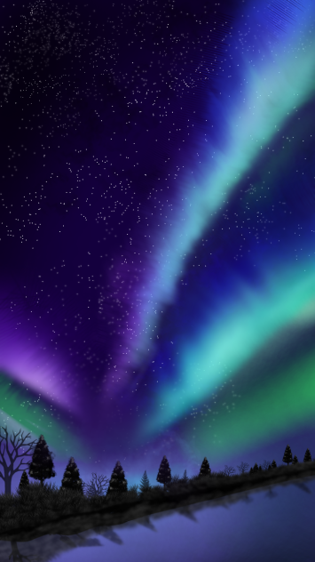 Northern Aurora night - ibisPaint