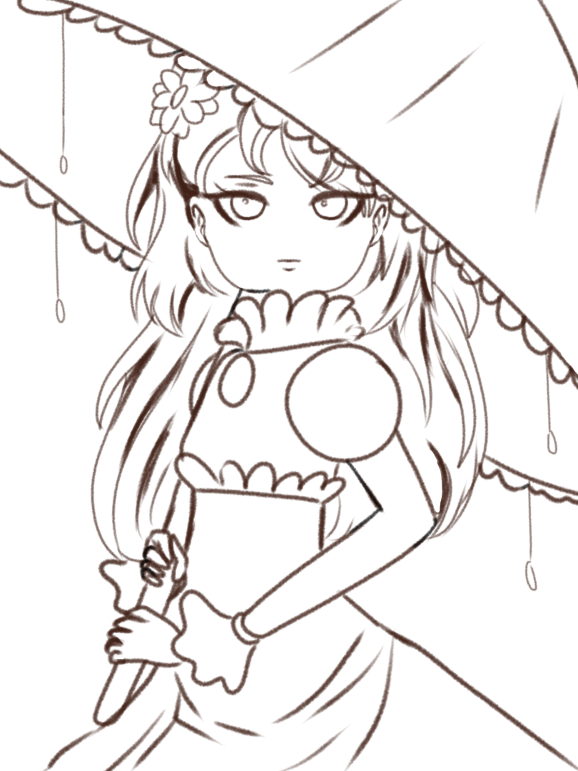 Under The Red Umberella Lineart - ibisPaint