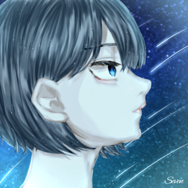 Shooting star and girl - ibisPaint