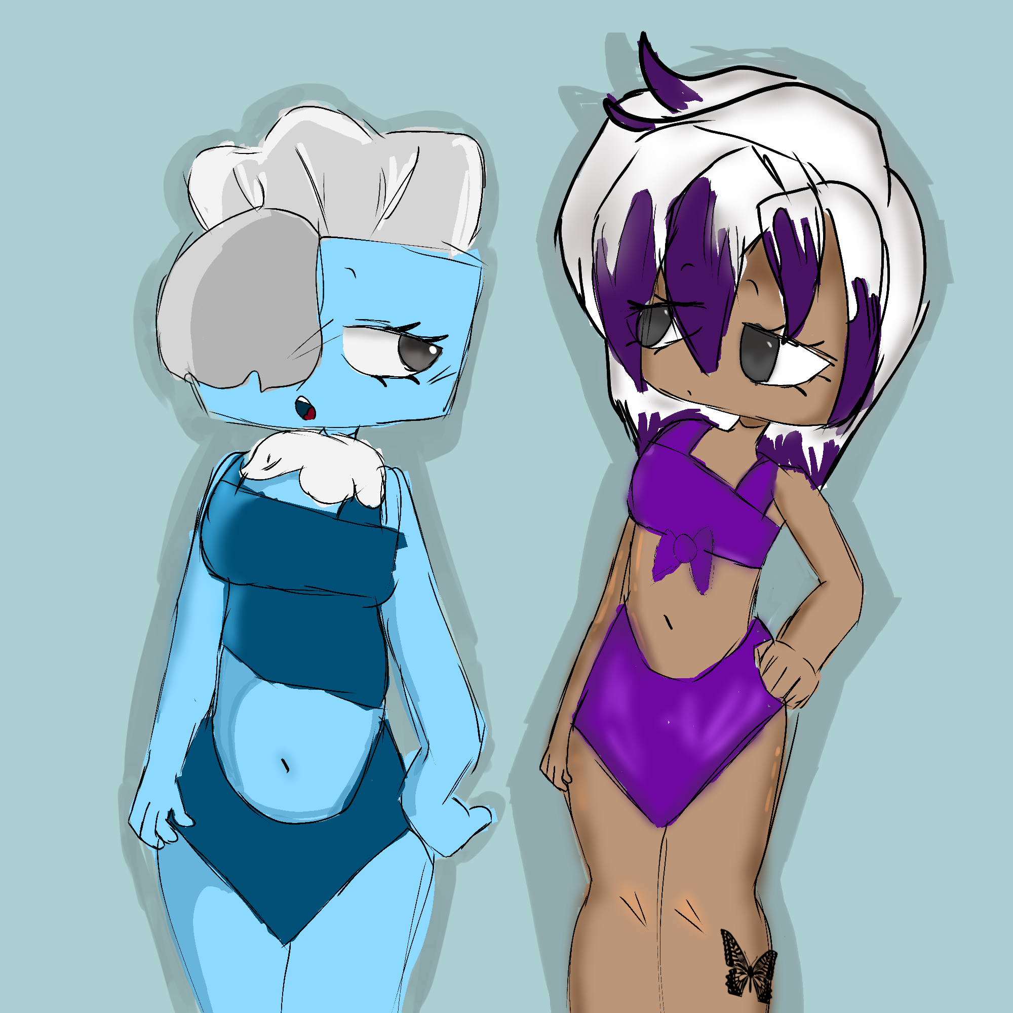 Tisha and Brusha at the pool! - ibisPaint