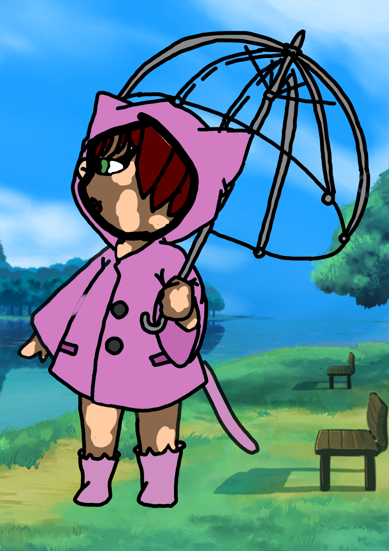 Pixie cut girl goes outside! - ibisPaint