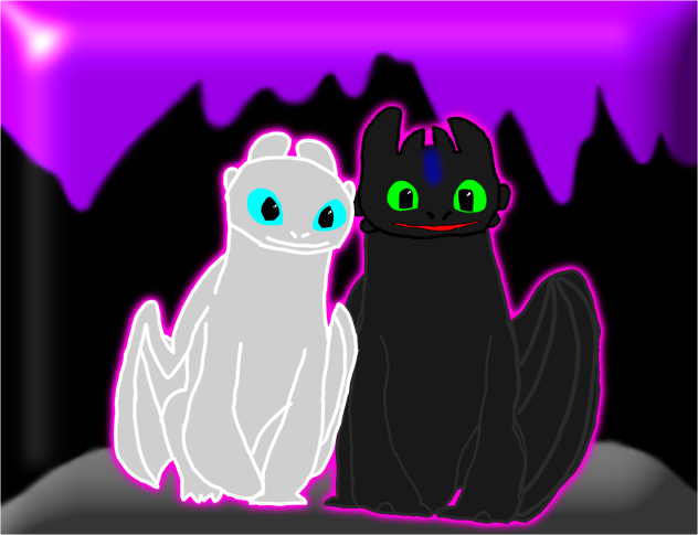 Light fury and toothless - ibisPaint