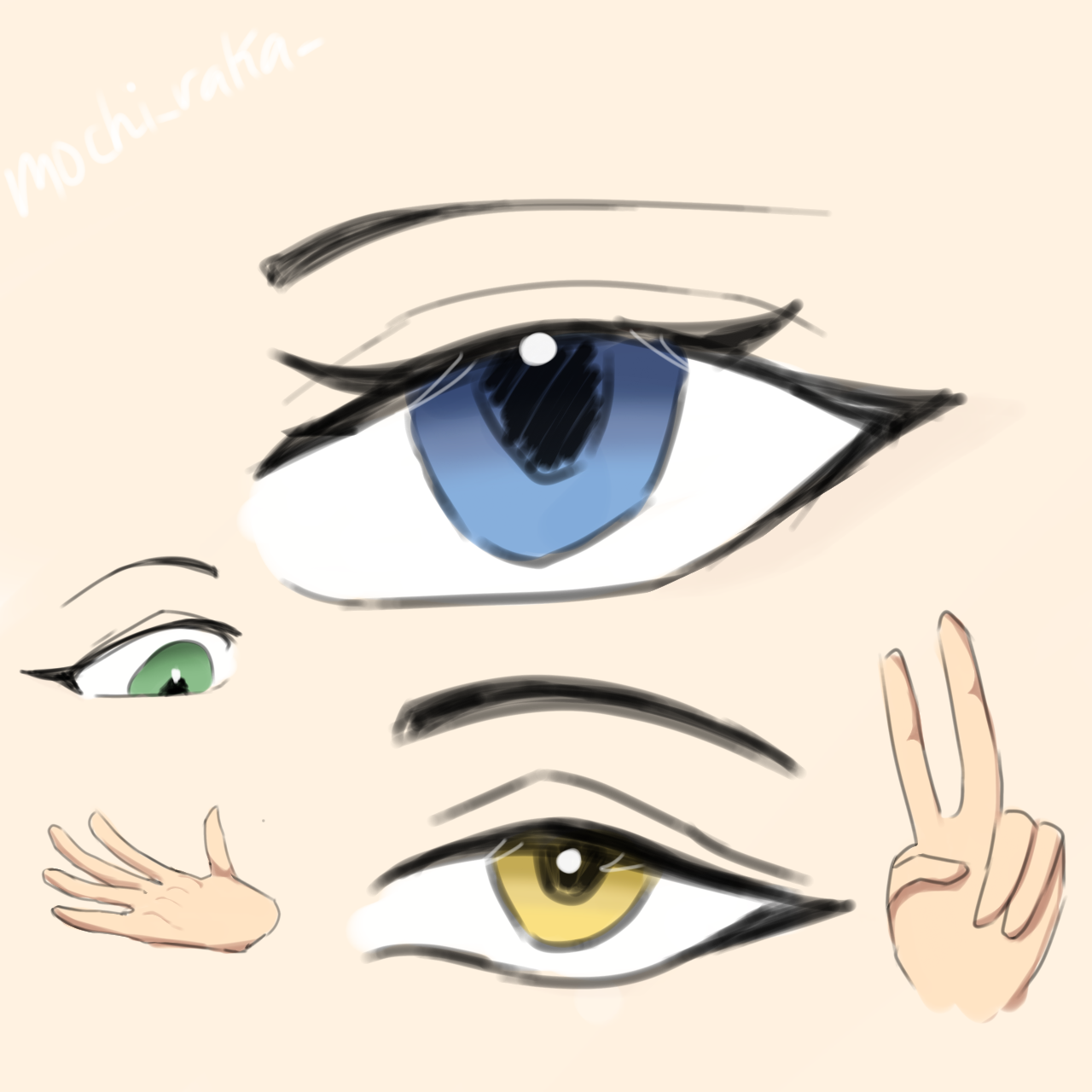 Eyes and some weird hands - ibisPaint