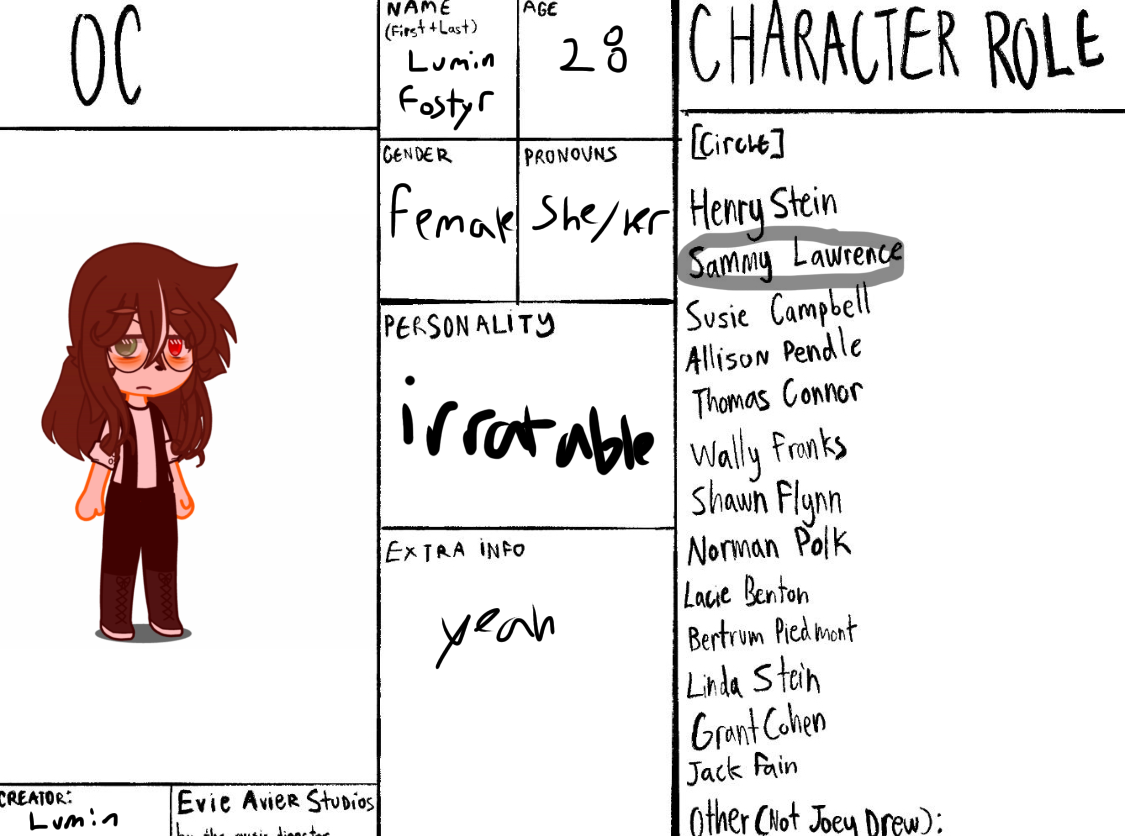 Character sheet for Evie - ibisPaint