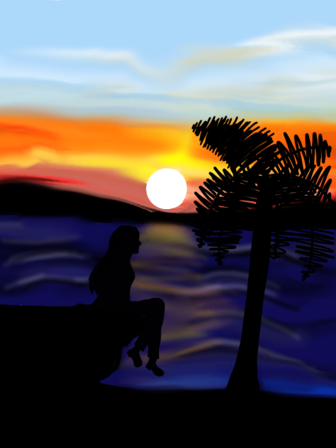 girl with a sunset - ibisPaint