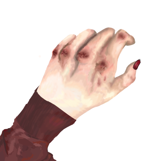 hand with dried out knuckles in winter - ibisPaint