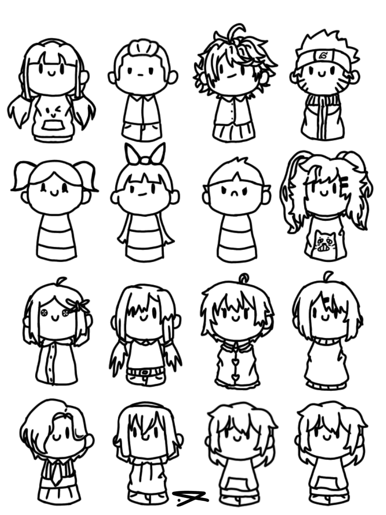 Blob characters line art - ibisPaint