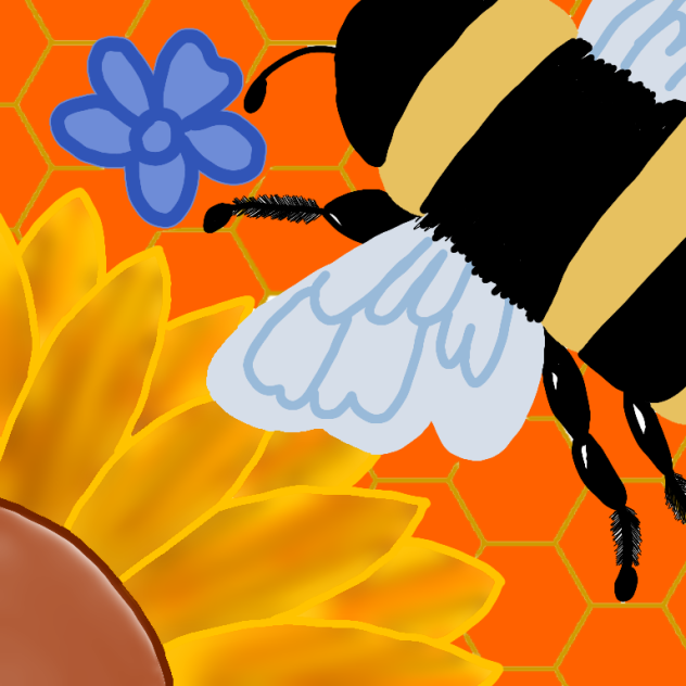 bee and sunflower - ibisPaint