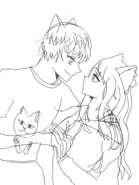 Beluga and skittle-chan (sketch) - ibisPaint