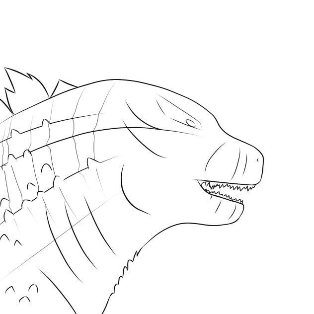 Godzilla 2014 line drawing - ibisPaint