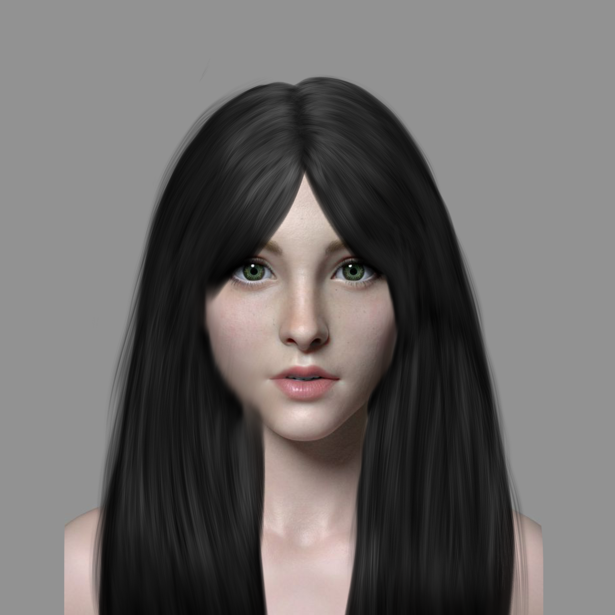 semi real hairs drawing - ibisPaint