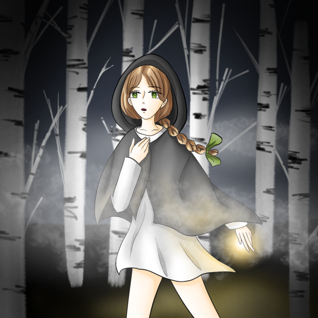 숲속의 소녀 girl in the forest - ibisPaint