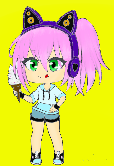 Gacha Girl eating ice cream.Yum! - ibisPaint