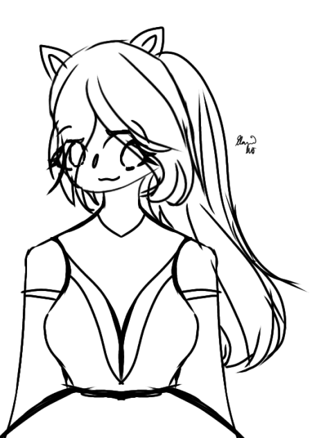 A Girl with Cat Ears Sketch - ibisPaint