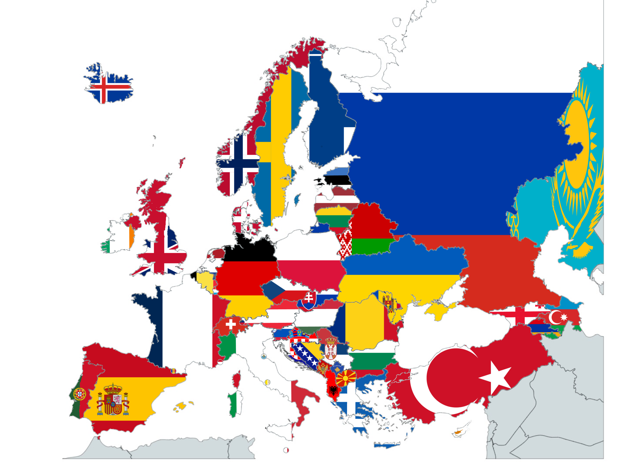 Map of All 51 Europe Countries in Flags - ibisPaint