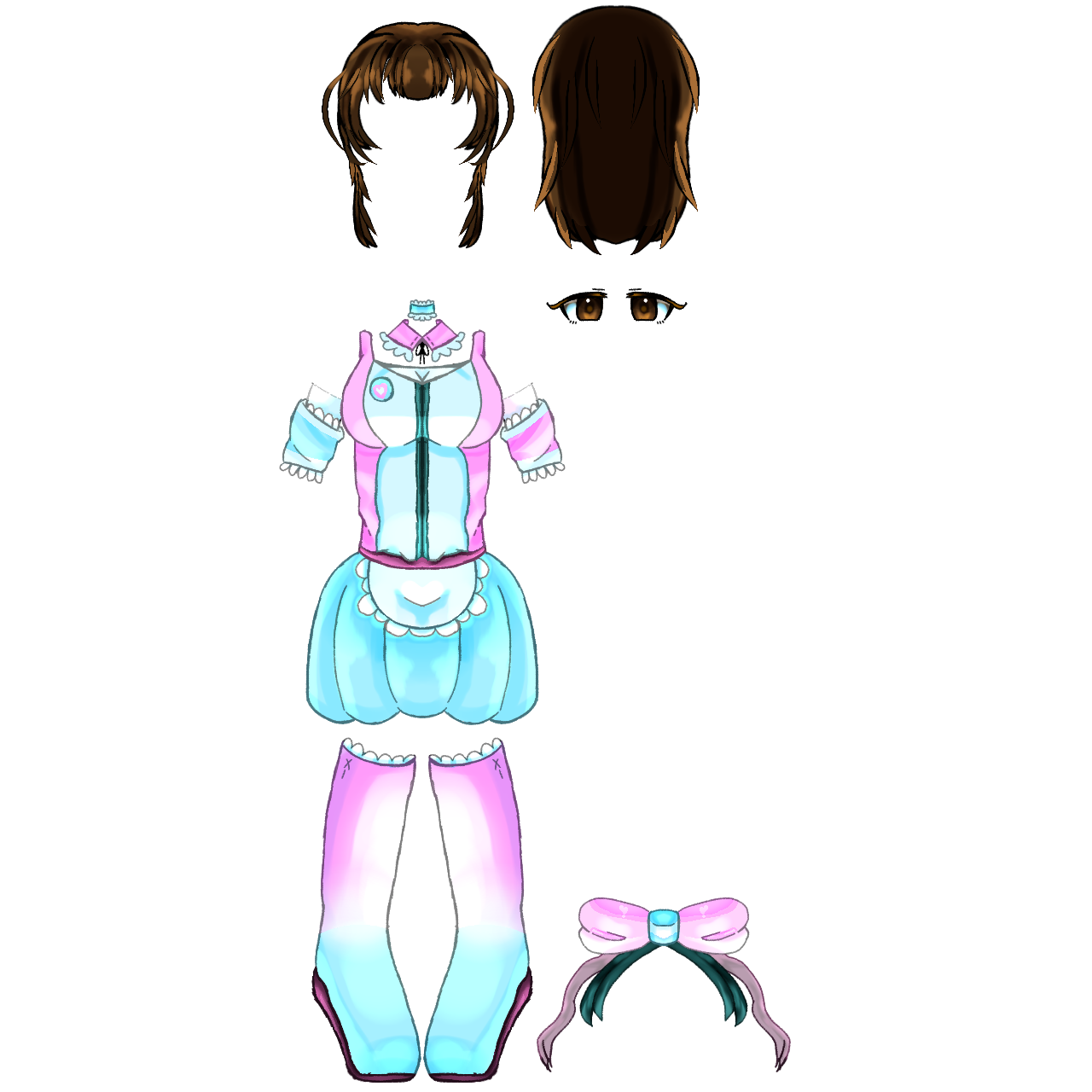 Free clothes, hair, and eyes assets - ibisPaint