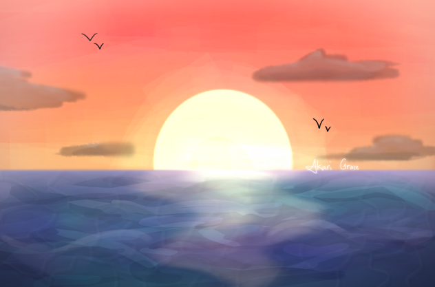 Sunset over the ocean - ibisPaint