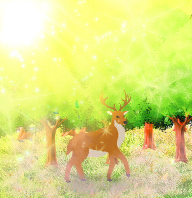 deer in forest - ibisPaint