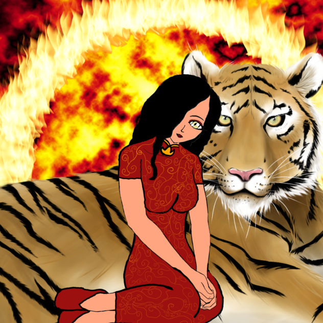 Firelady with tiger - ibisPaint