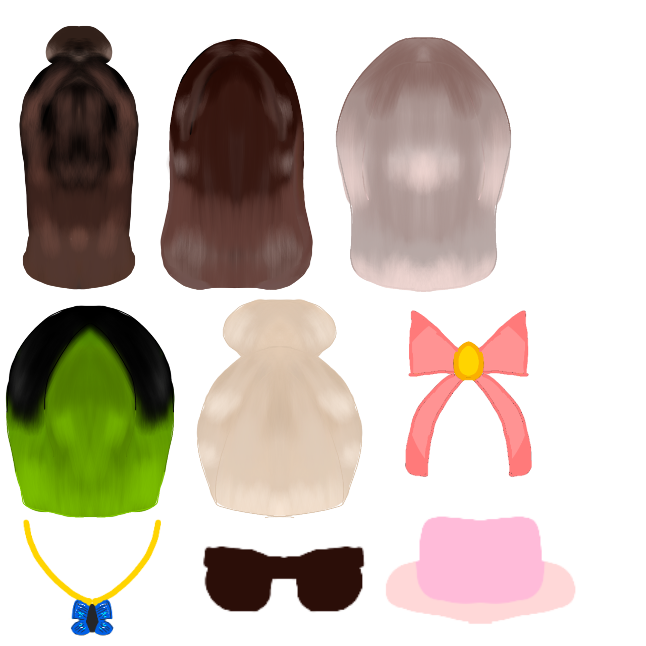 coloured hairs and accessories🎩 - ibisPaint